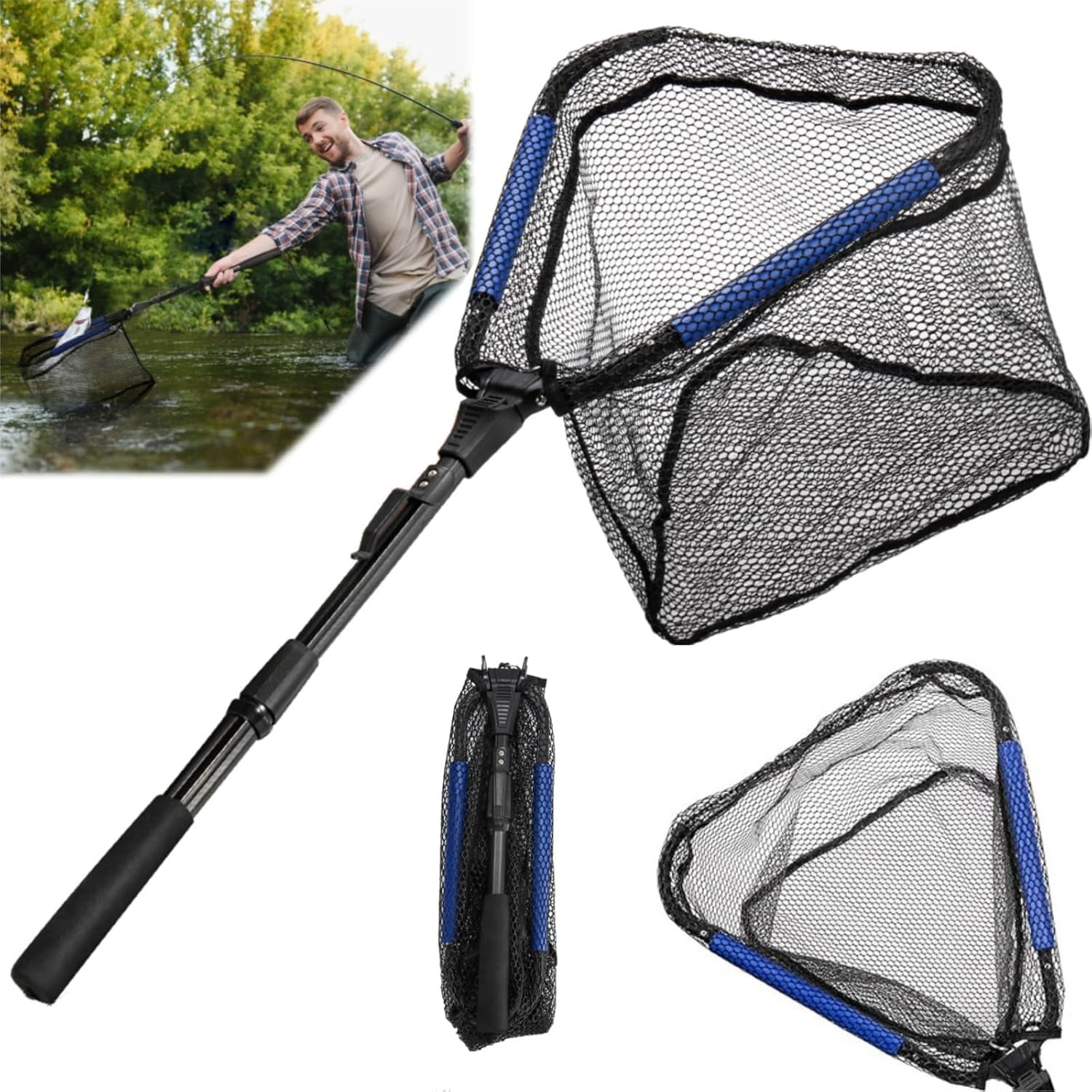CZQ Floating Fishing Net, 35" Fishing Landing Net with Collapsible ...