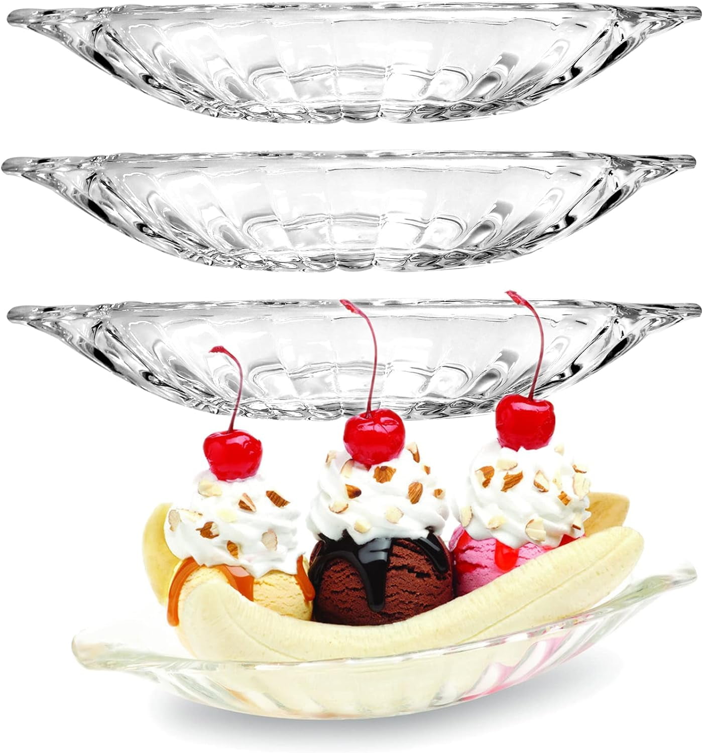 CZQ Glass Banana Split Dish Boat,Stackable Dishwasher Safe Banana Split ...