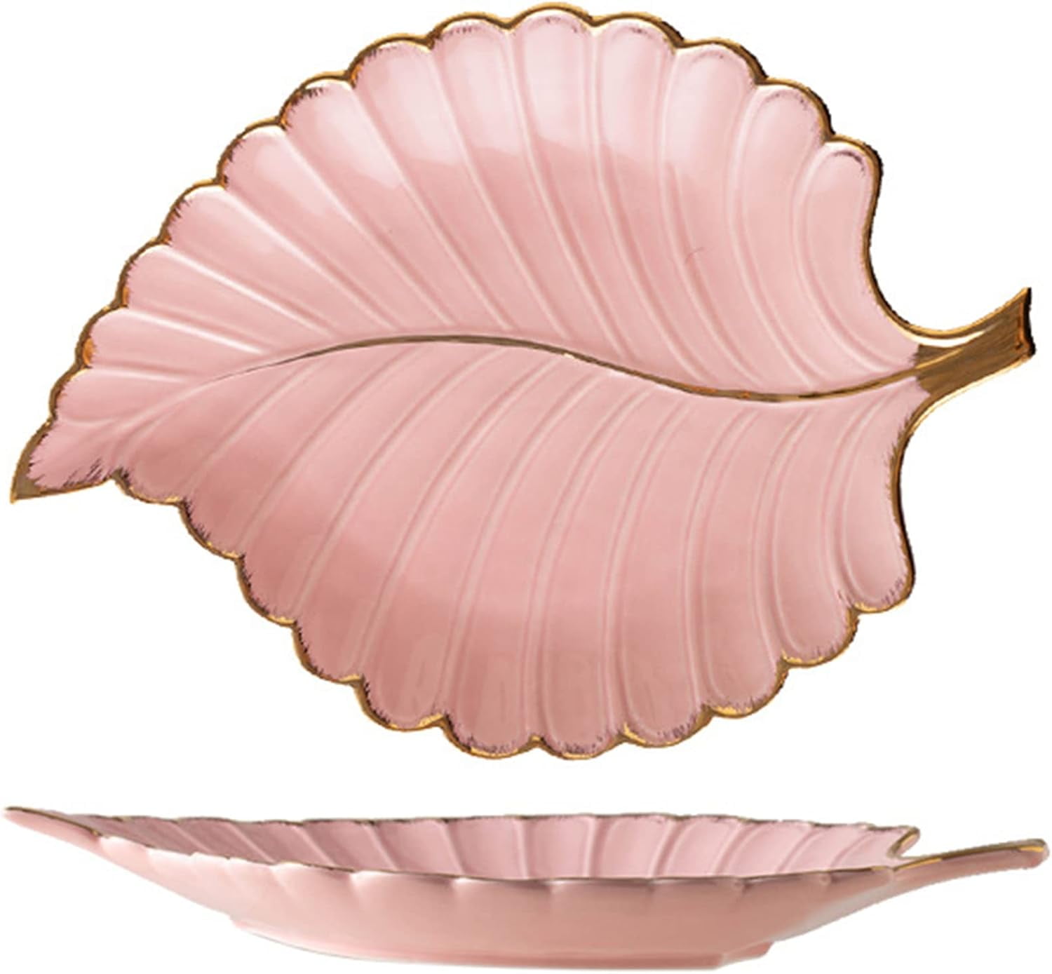 CZQ Jewelry Tray Ceramic Ring Holder Dish 10.6" x 7.9" Pink Key Bowl ...