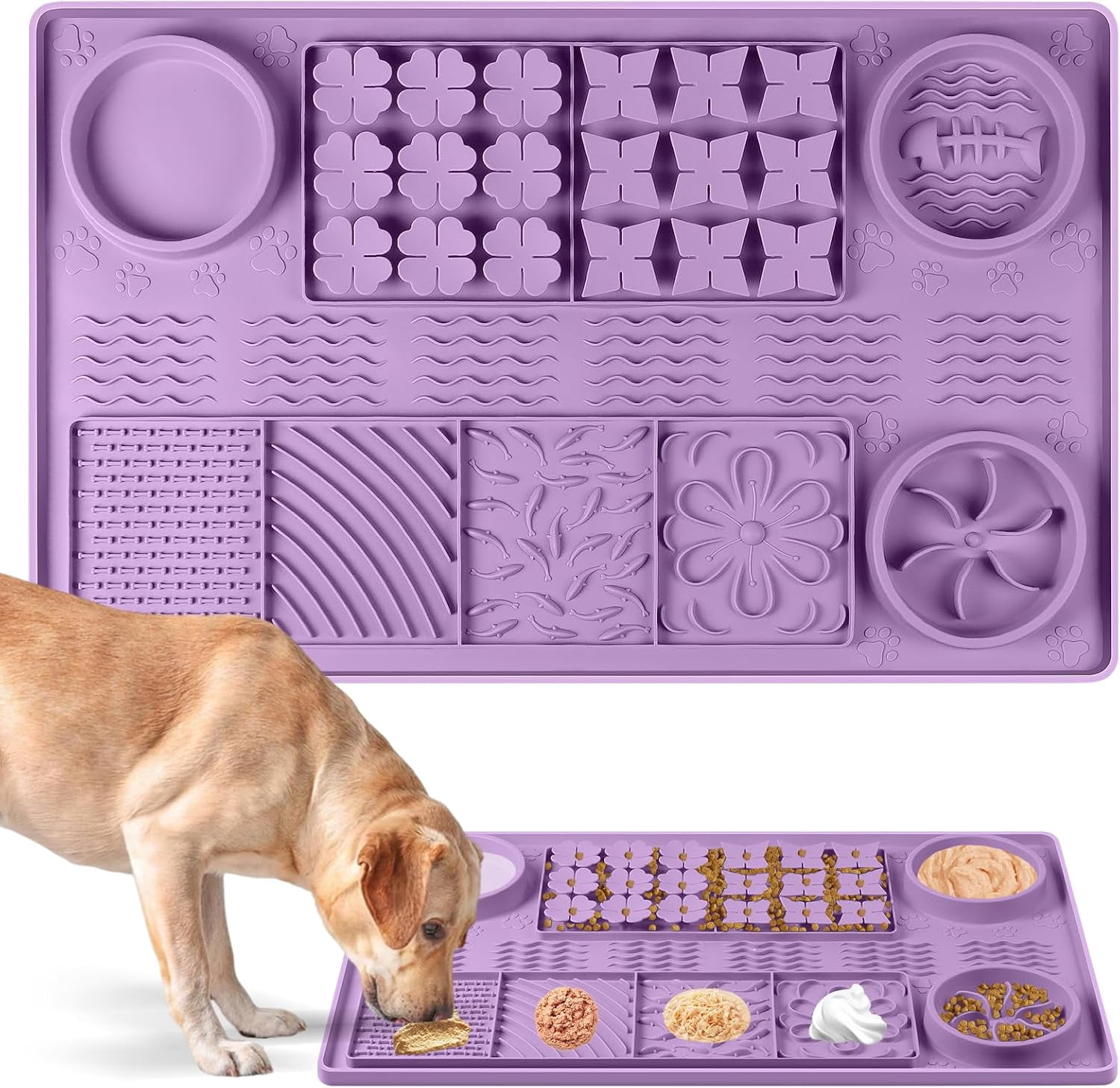 CZQ Large Silicone Snuffle Mat, 32"x 20" Dog Lick Mat with Suction Cups, Slow Feeder for Small ...