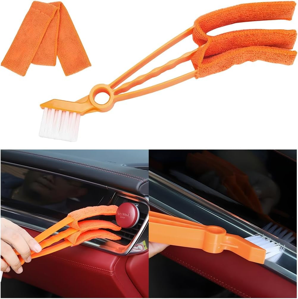 CZQ Mini Duster for Car Air Vent, Vehicle Air Conditioner Cleaner & Brush with Cloth for ...