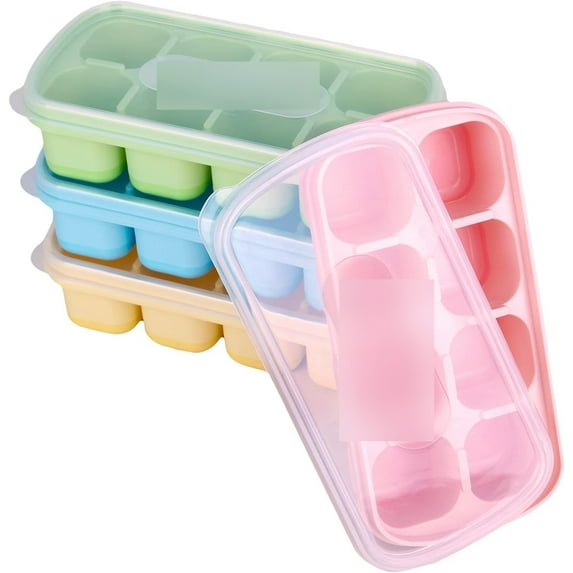 CZQ Mini Ice Cube Trays 4 Packs, 5.6"2.8"1.4" Small Tray With Lid 8 ...