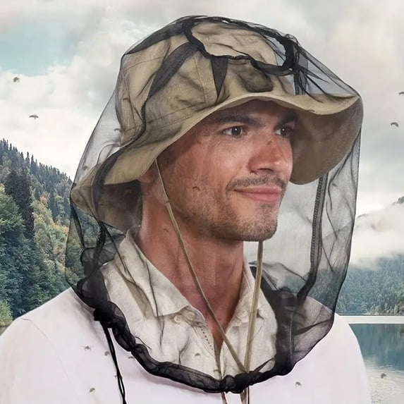 CZQ Mosquito Head Net Mesh with Drawstring, Bug Face Netting for Hats ...