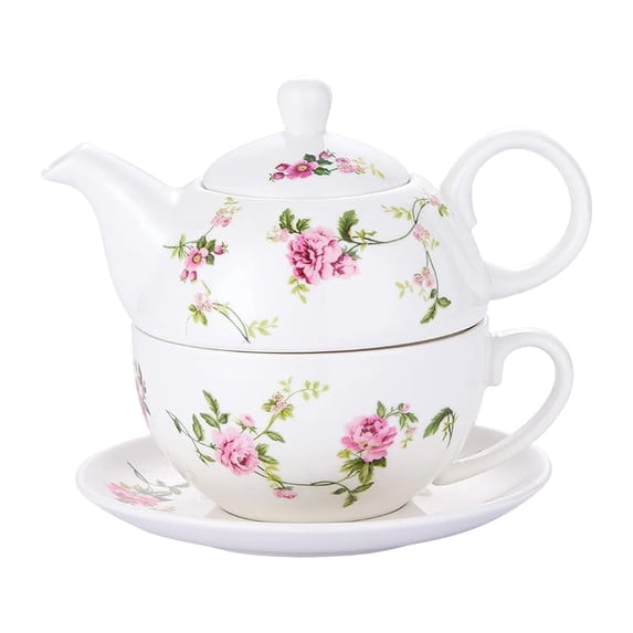 CZQ Porcelain Tea for One Set, Floral Ceramic Tea for One Teapot and ...