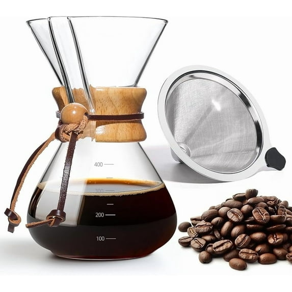 CZQ Pour Over Coffee Maker 27 OZ, 8 Cup Borosilicate Glass Drip Coffee ...