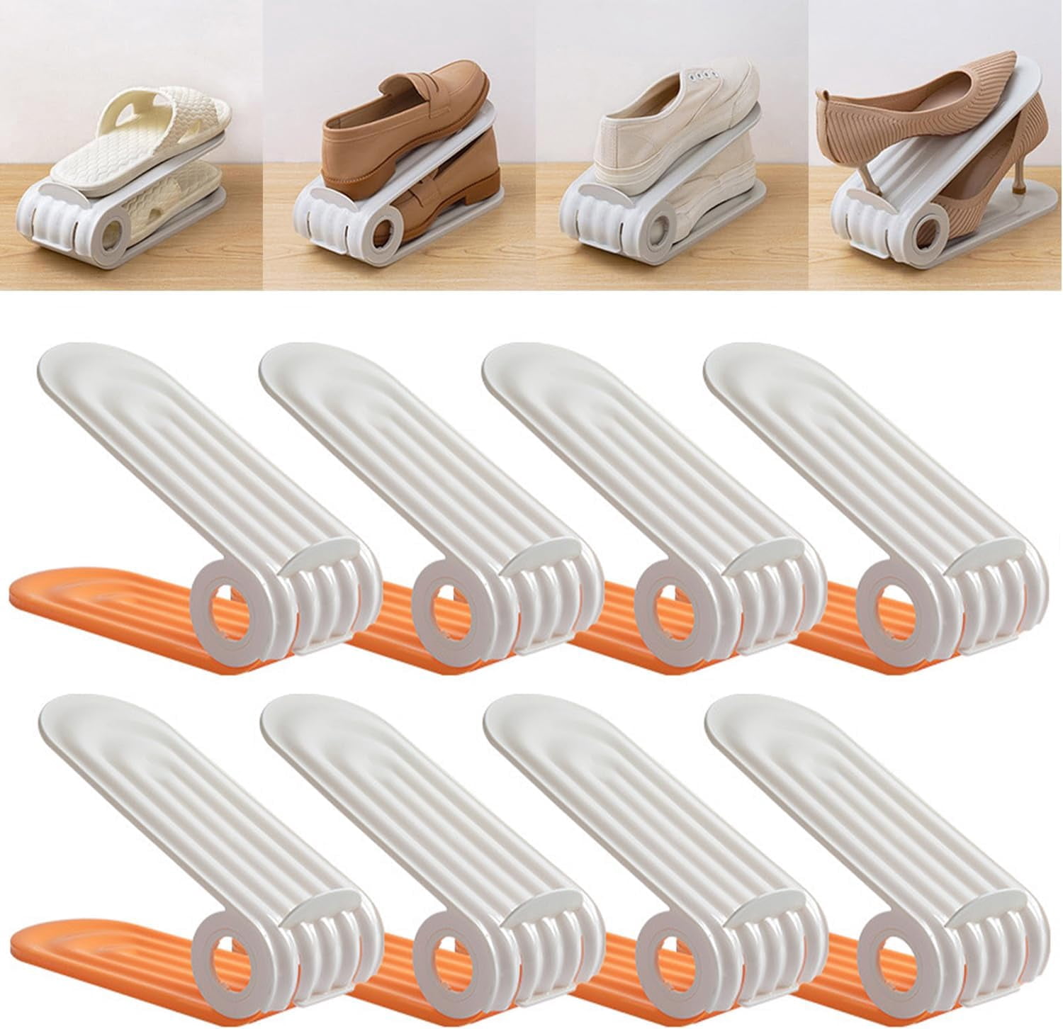 CZQ Shoe Slots Organizer, Adjustable Double Layer Shoe Stack, Four ...