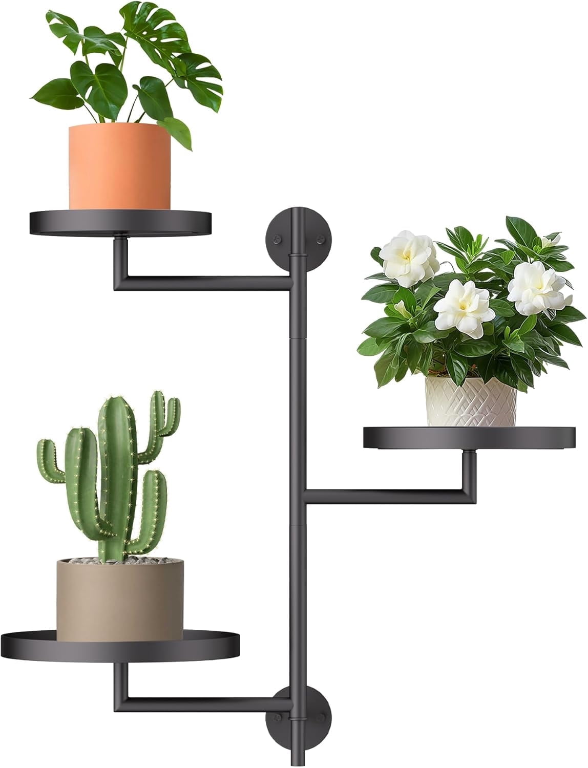 CZQ Window Rotating Plant Stand Shelf Indoor Black Metal Floating ...