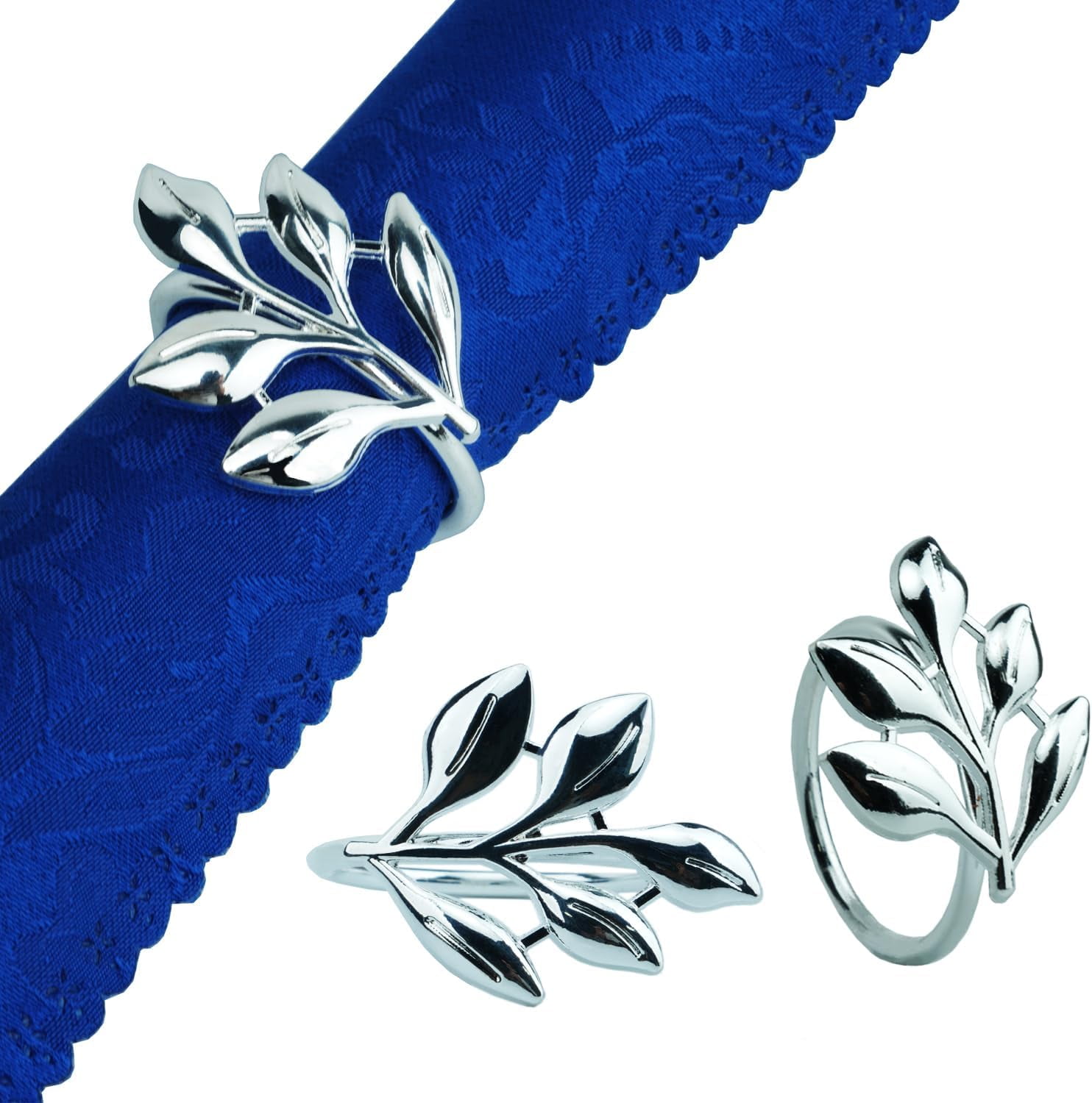 CZQLeaf-silverr Napkin Rings Set of 6, Napkin Rings Set Metal Napkin ...