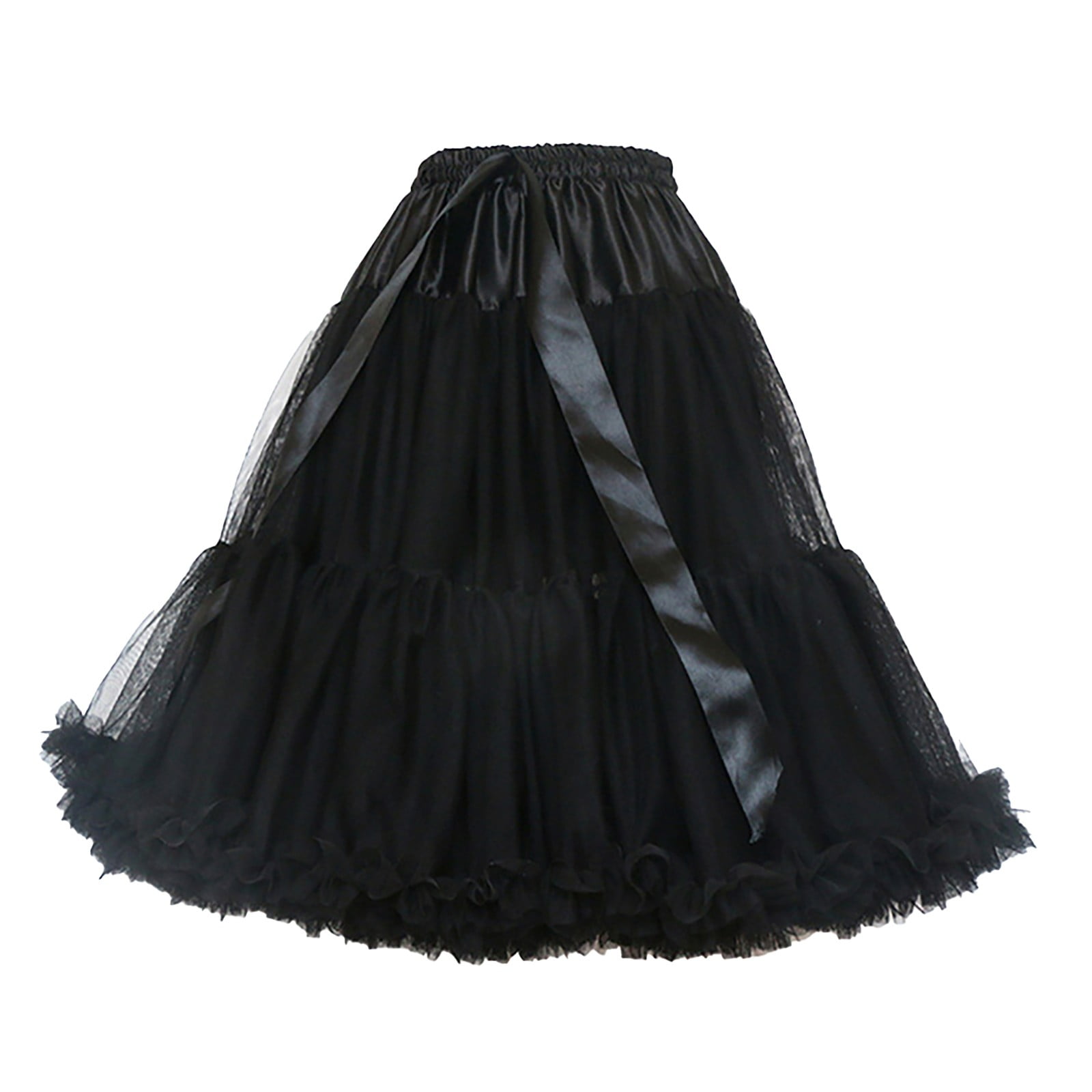 CZSCPDAW Elegant Women's Tulle Skirt High Waist Pleated A-Line Midi ...