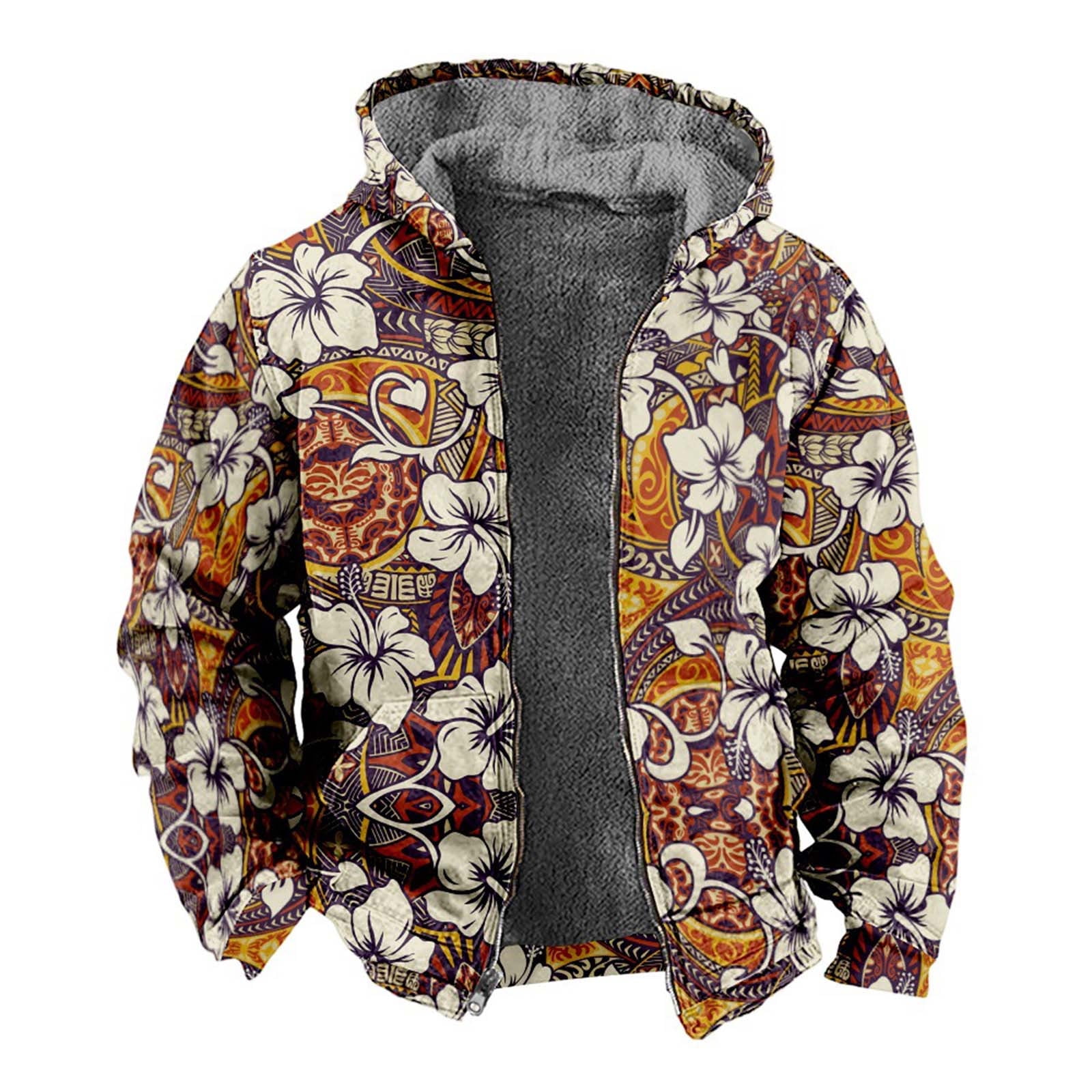 CZSCPDAW Men's Long Sleeve Quilted Lined Flannel Shirt Jacket With Hood Men's New 3D Pretty ...