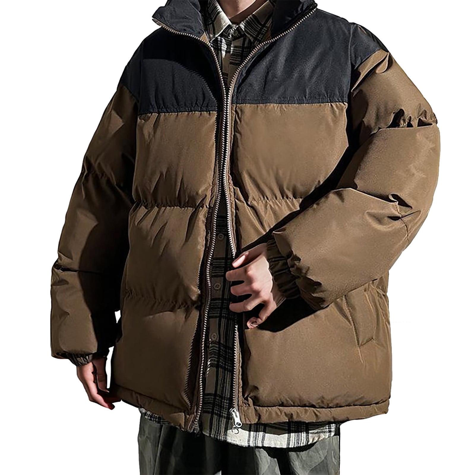 CZSCPDAW Men's Long Sleeve Quilted Lined Flannel Shirt Jacket With Hood ...