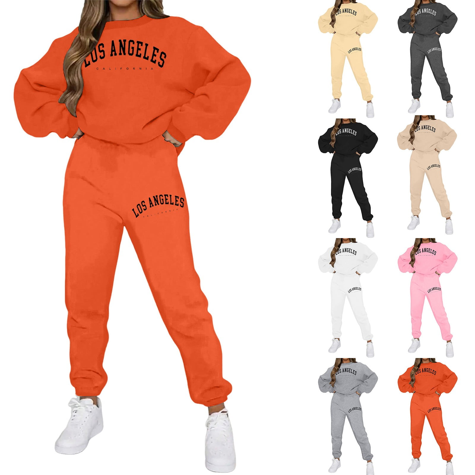 CZSCPDAW Women's 2 Piece Fleece Set Sweatpants Womens Long Sleeve ...