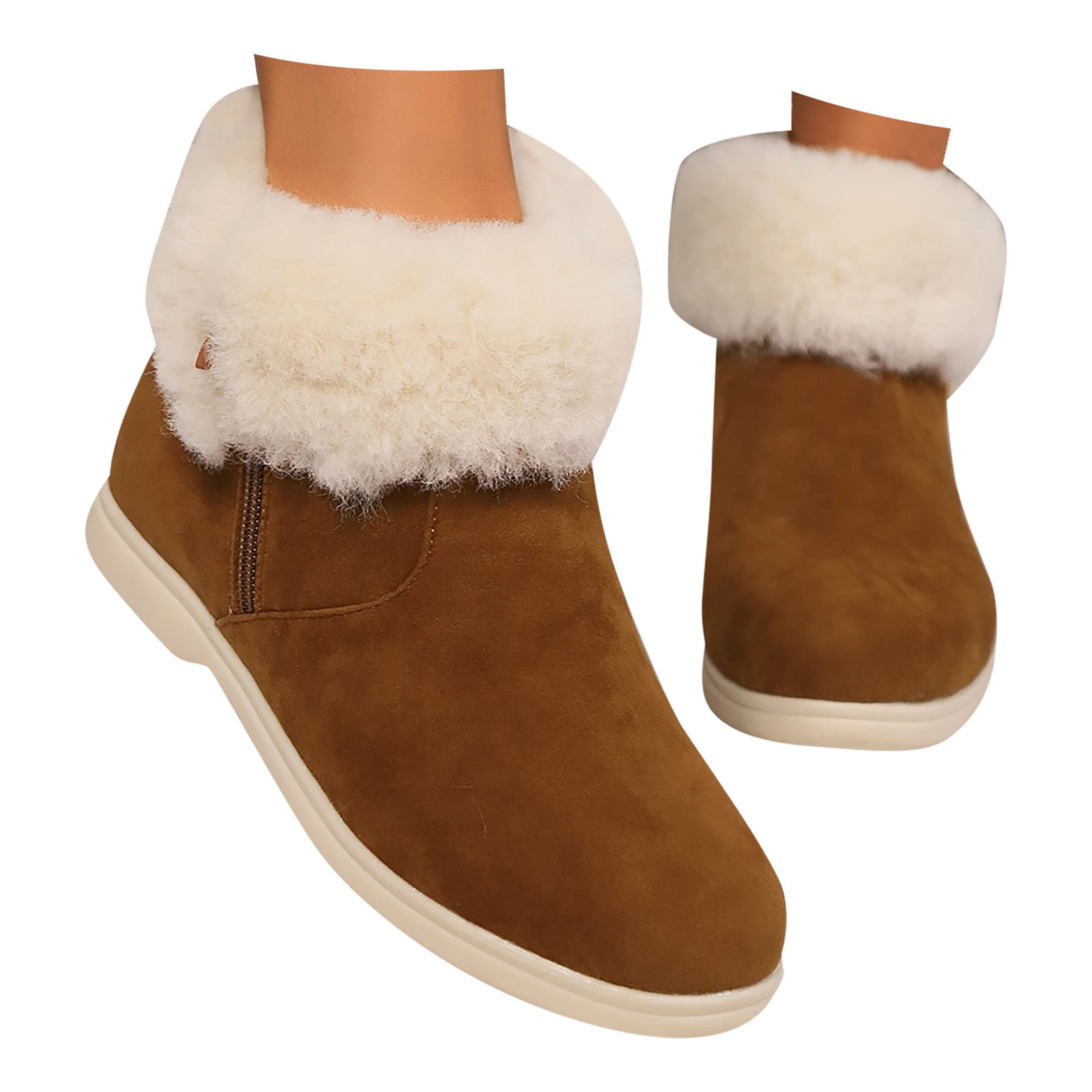CZSCPDAW Women's Boots No Slip Boots Fuzzy Winter Boots Snow Boots Fall ...