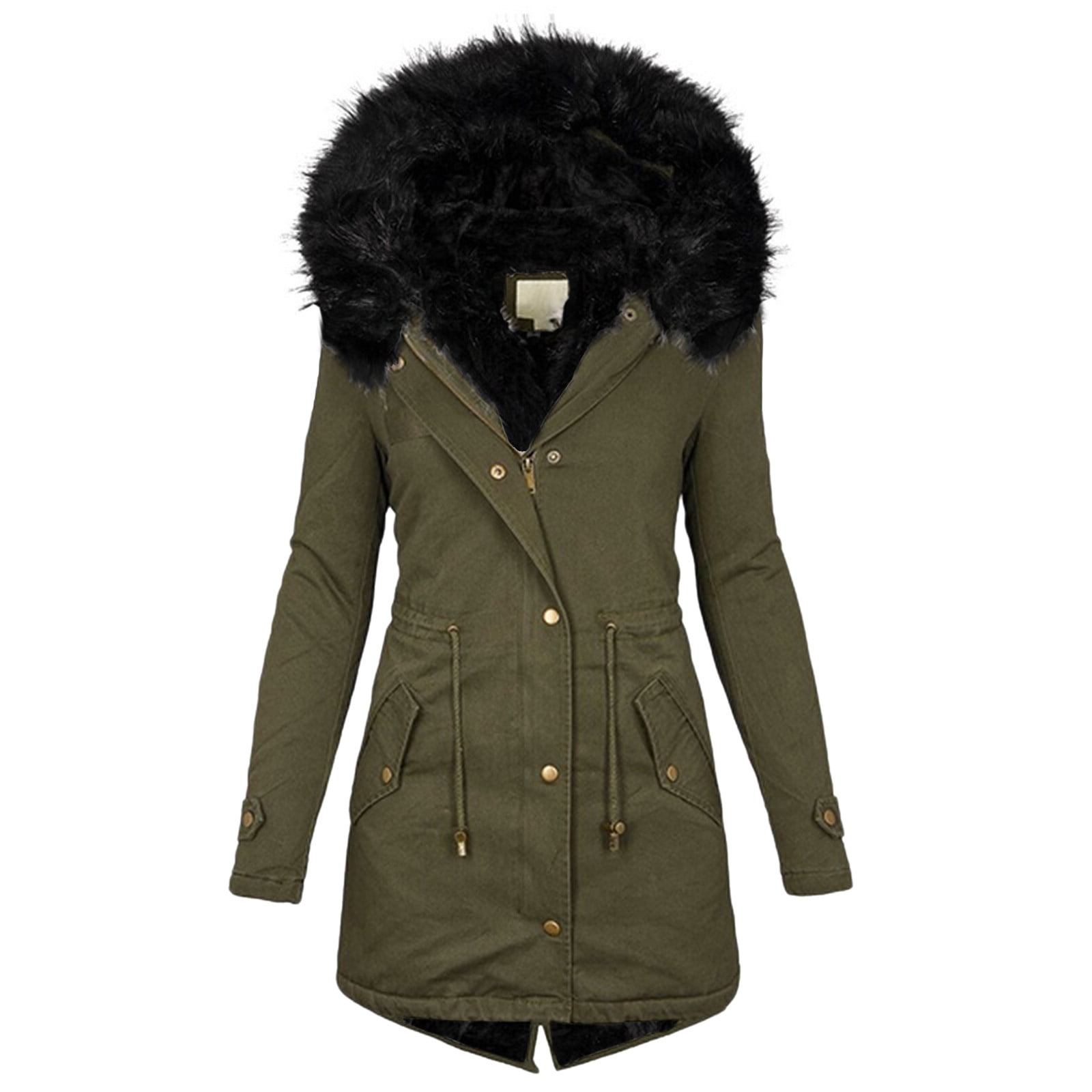 CZSCPDAW Womens Winter Clothes Fuzzy Fleece Lapel Open Front Long ...