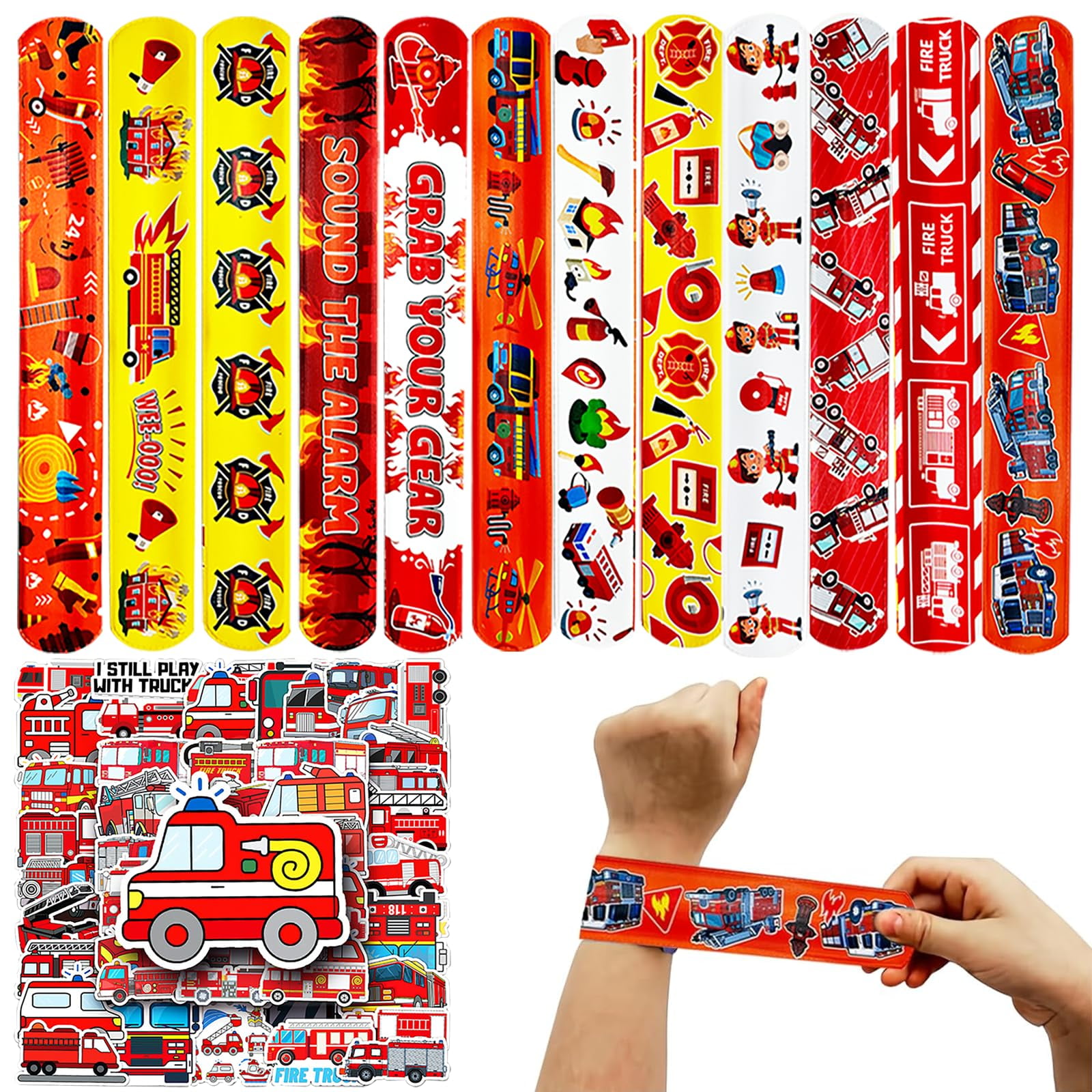CZWXOXO 74Pcs Fire Engine KEF16 Theme Favors Contain 24 Pcs Fire Engine ...