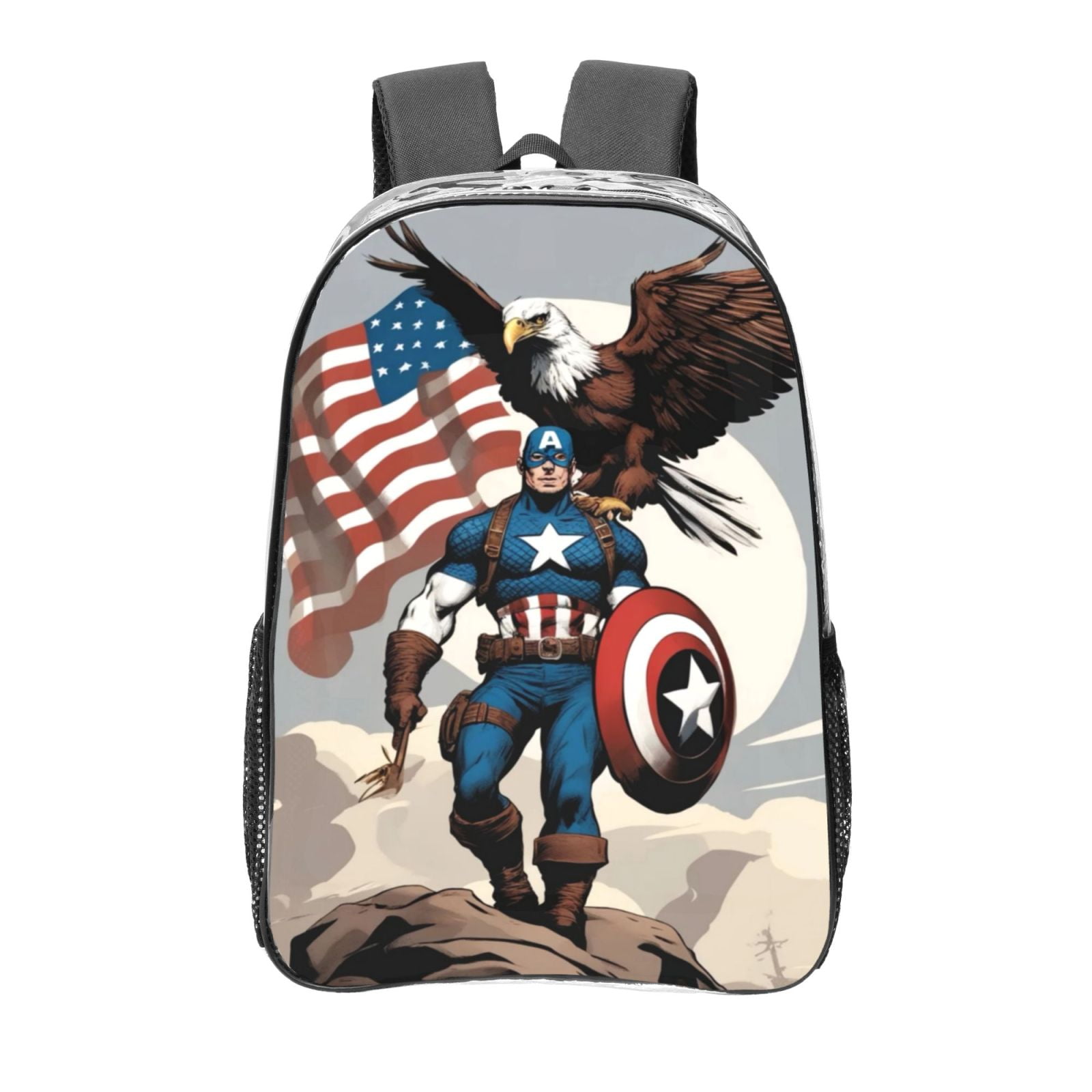 Ca_Ptain Ame_Rica Transparent Backpack Pvc Plastic Material Ruggedly Reinforced Shoulder Straps ...