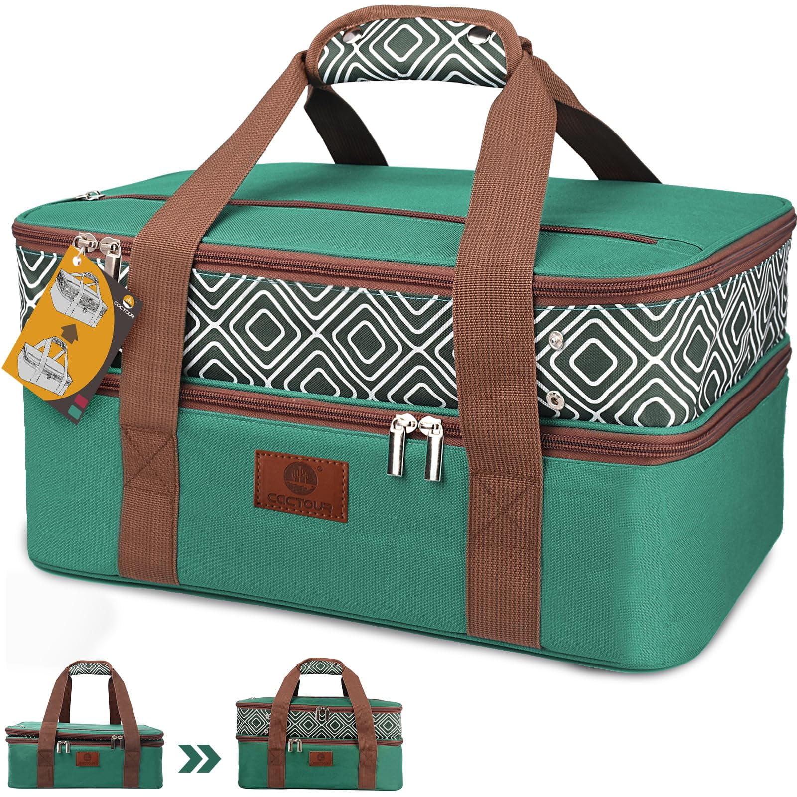 CaCTOUR Casserole Carrier for Hot or Cold Food, Double Decker ...