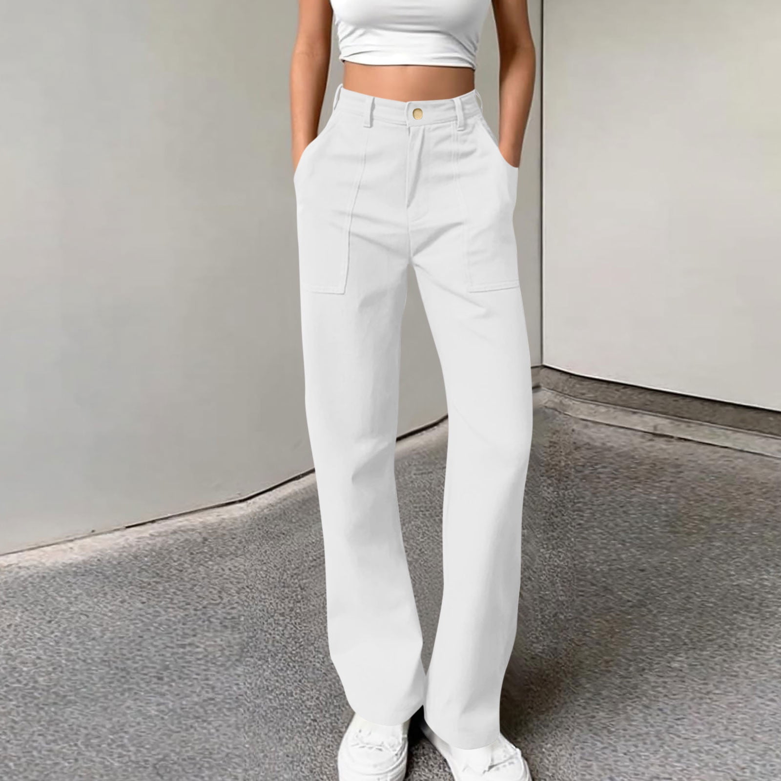 CaComMARK PI Cargo Pants for Women High Waisted Casual Pants Baggy Wide ...