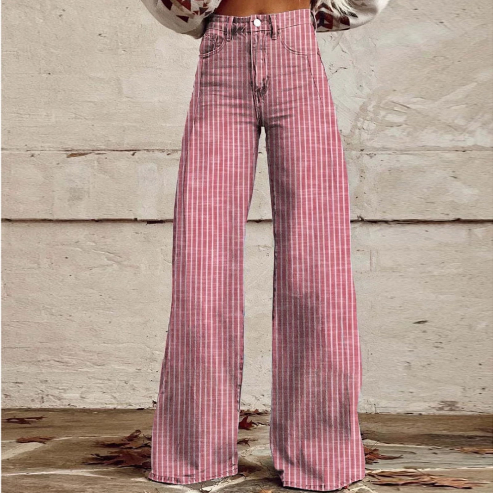 CaComMARK PI Jeans for Women Y2k Striped High Waisted Boyfriend Denim ...