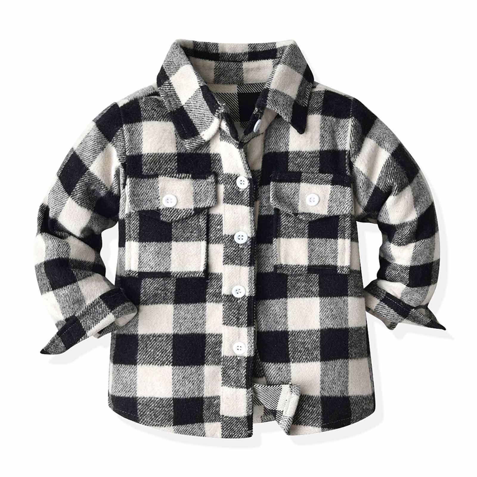 CaComMARK PI Clearance Kids Baby Shacket Long Sleeve Button Down Plaid ...