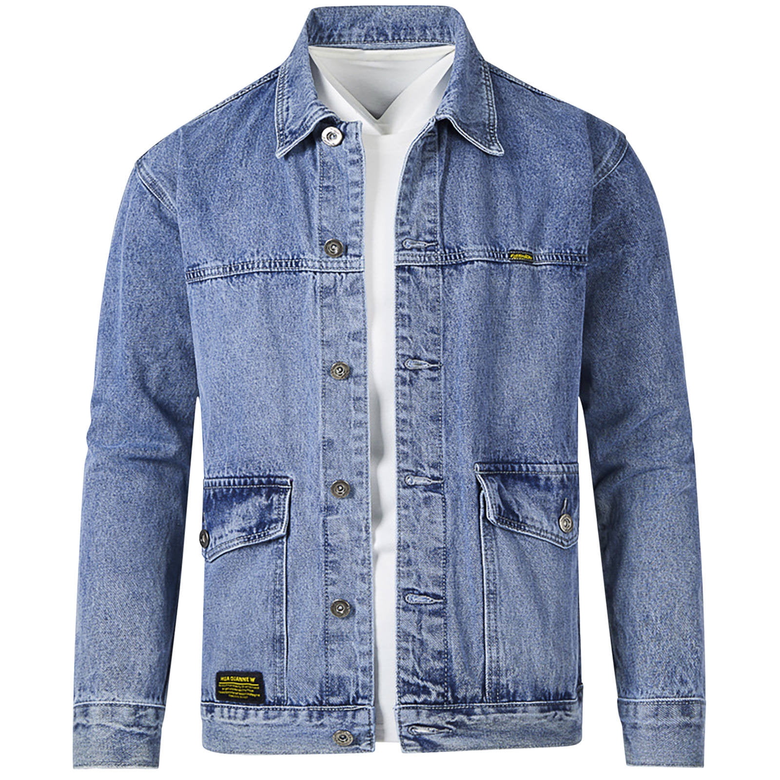 CaComMARK PI Clearance Mens Jean Jacket Casual Loose Fit Button Down ...