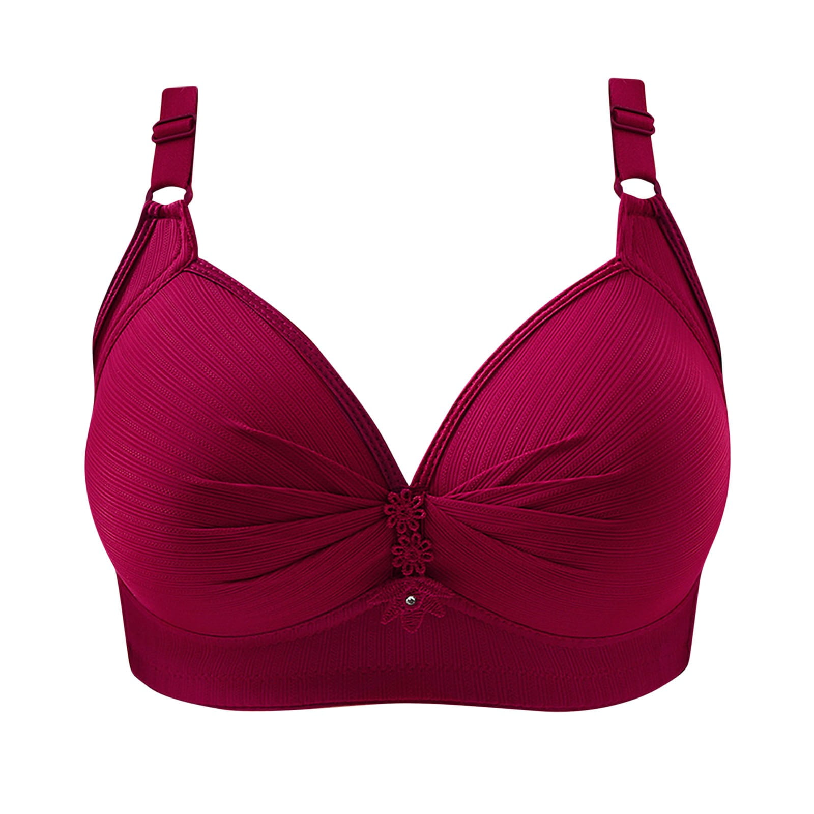 Cacommark Pi Clearance Plus Size Wirefree Bra Womans Printing Gathered Together Large Size