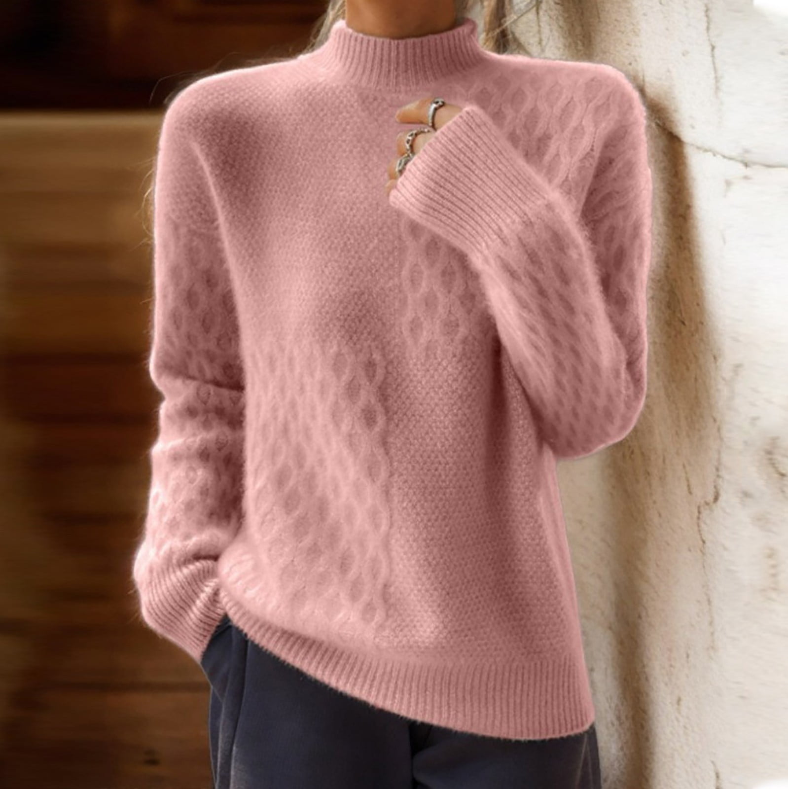 CaComMARK PI Clearance Women Sweater Turtleneck Long Sleeve Casual ...