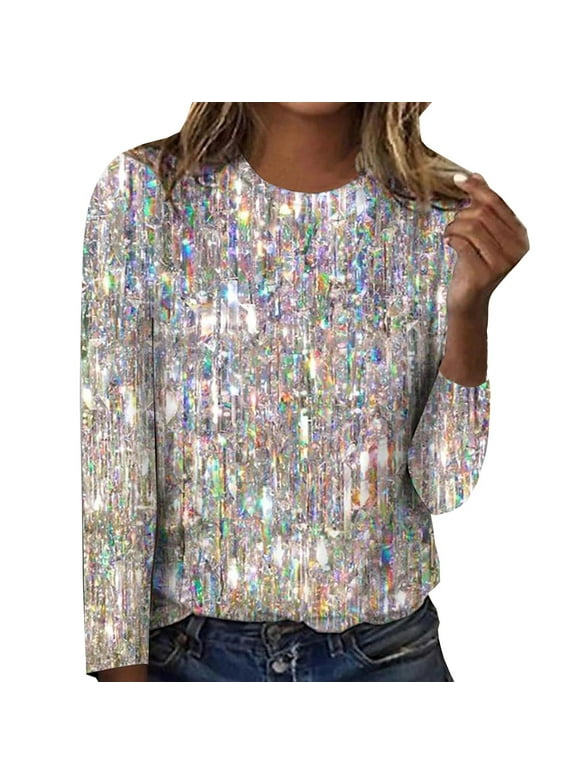 White Sequin Tops