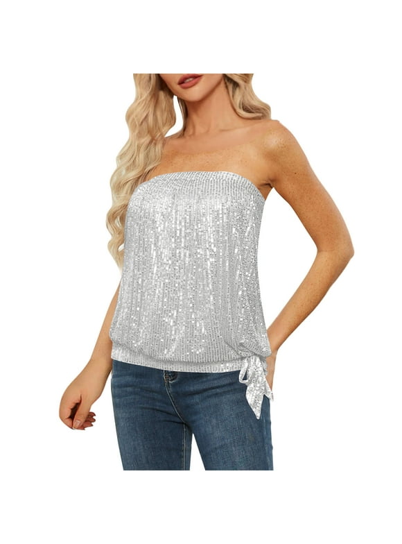 White Sequin Tops