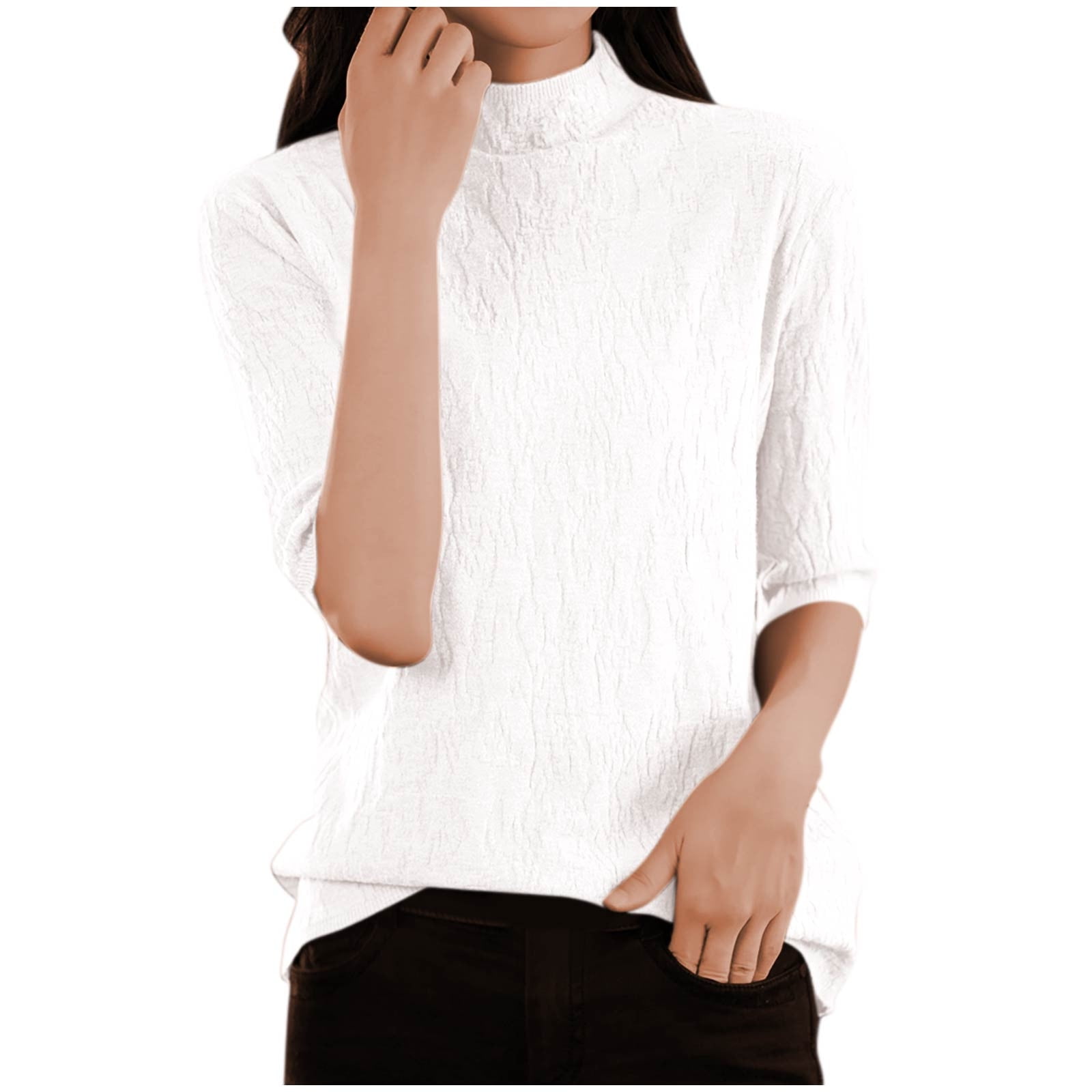 CaComMARK PI Summer Savings Clearance!s Women's Tops Solid Color Mid ...