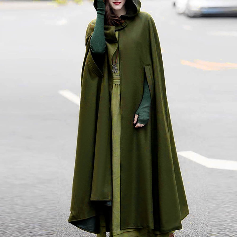 CaComMARK PI Long Cloak Women Gothic Hooded Open Front Poncho Cape ...