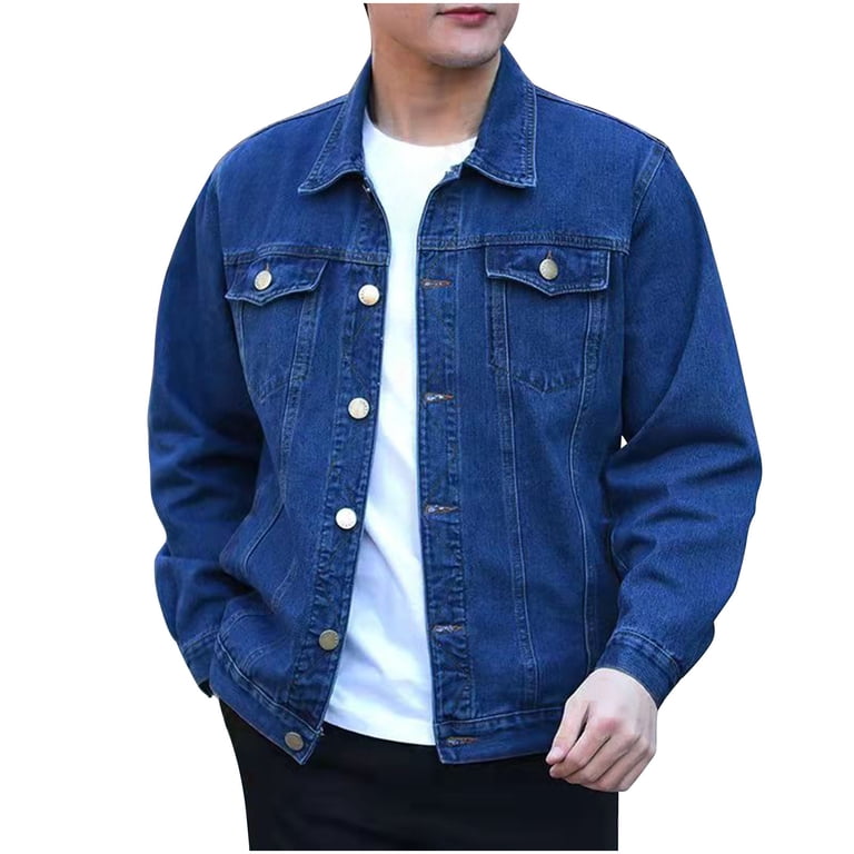 CaComMARK PI, Men's Denim Jacket Light Blue, Solid Color, Long Sleeve ...