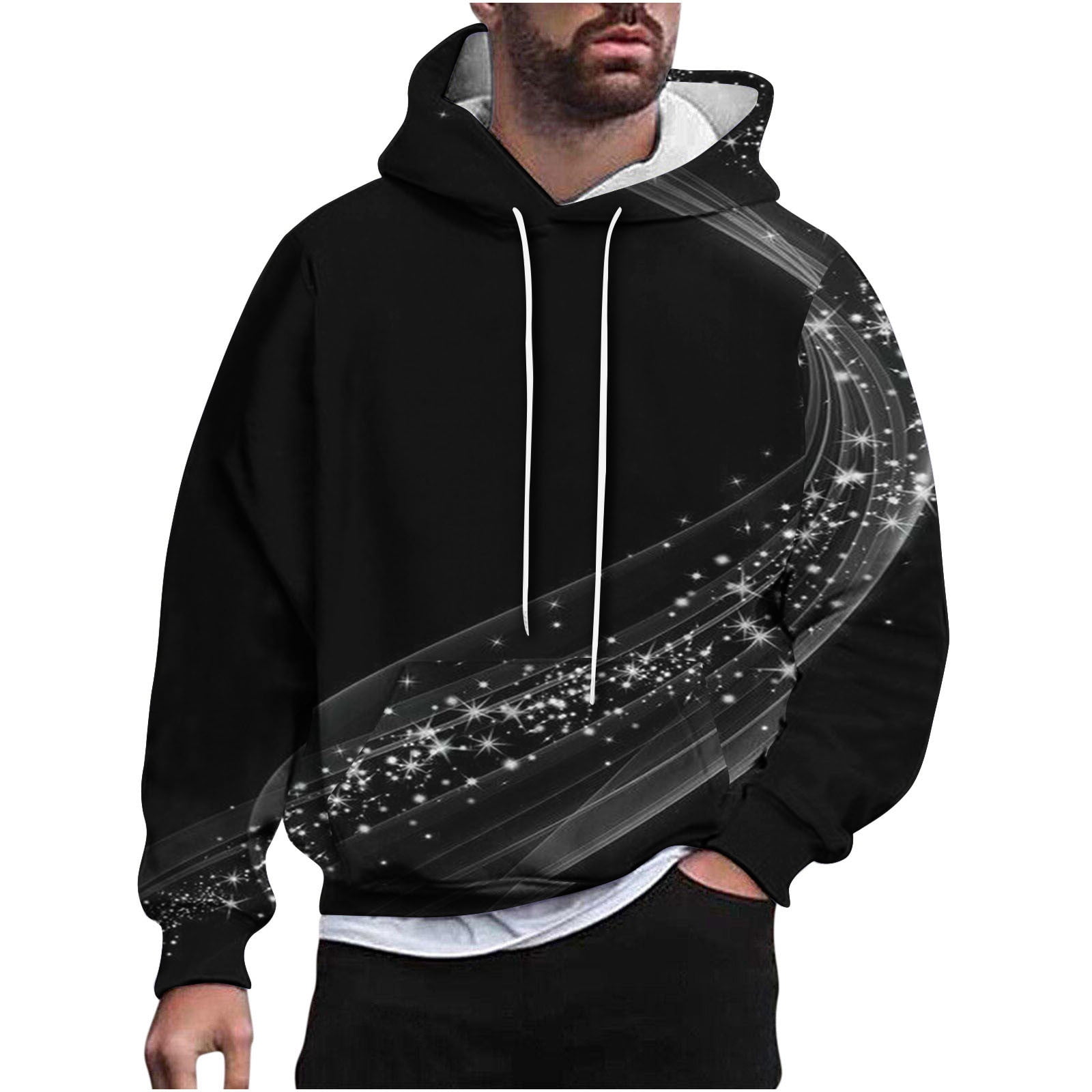 CaComMARK PI Men Casual Fashion Hooded Sweatshirts Round Neck Print ...