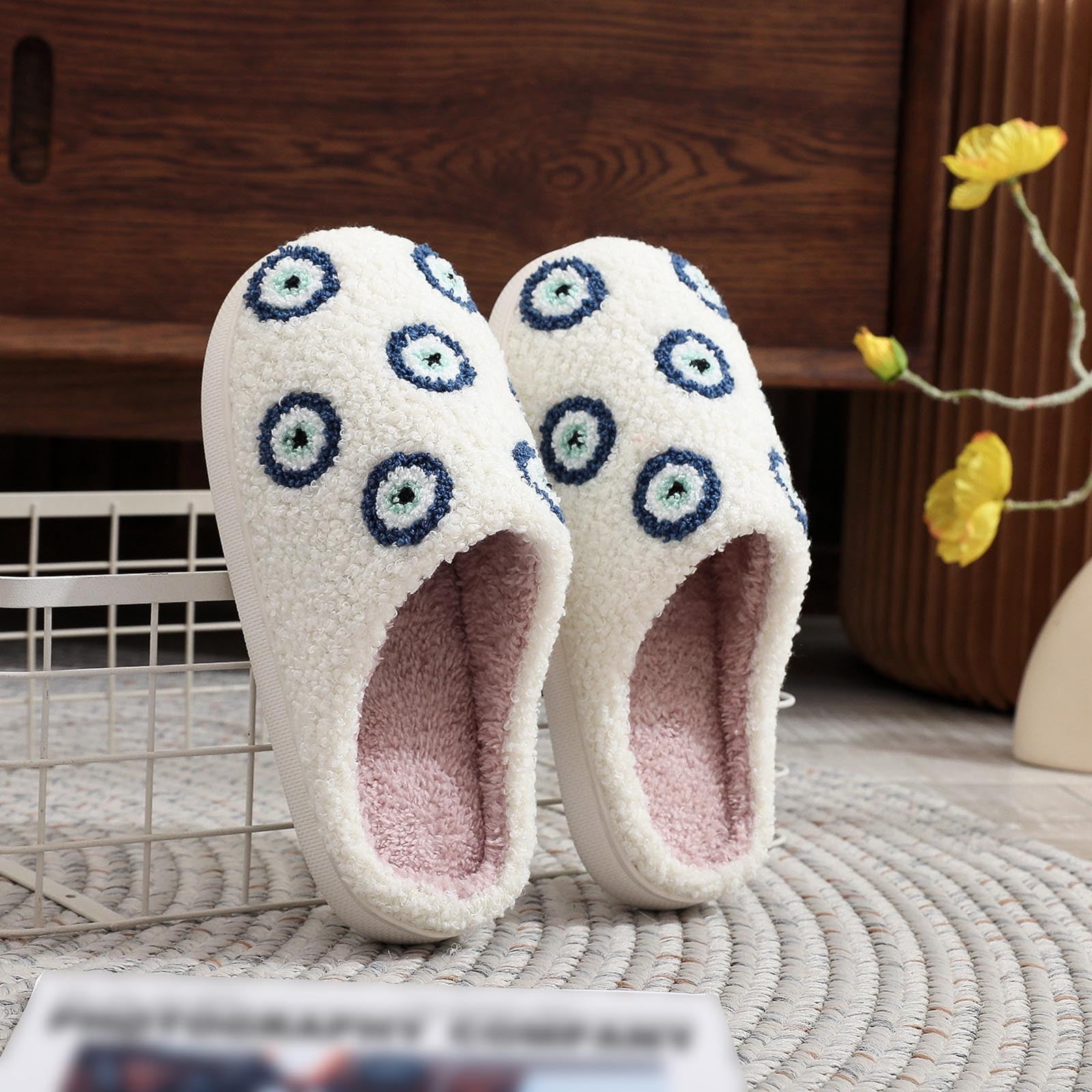 CaComMARK PI Women's Slip on Fuzzy House Slippers Memory Foam Slippers ...