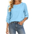 CaComMARK PI Women's Spring Tops 3/4 Sleeve Loose Fit Blouses Casual ...