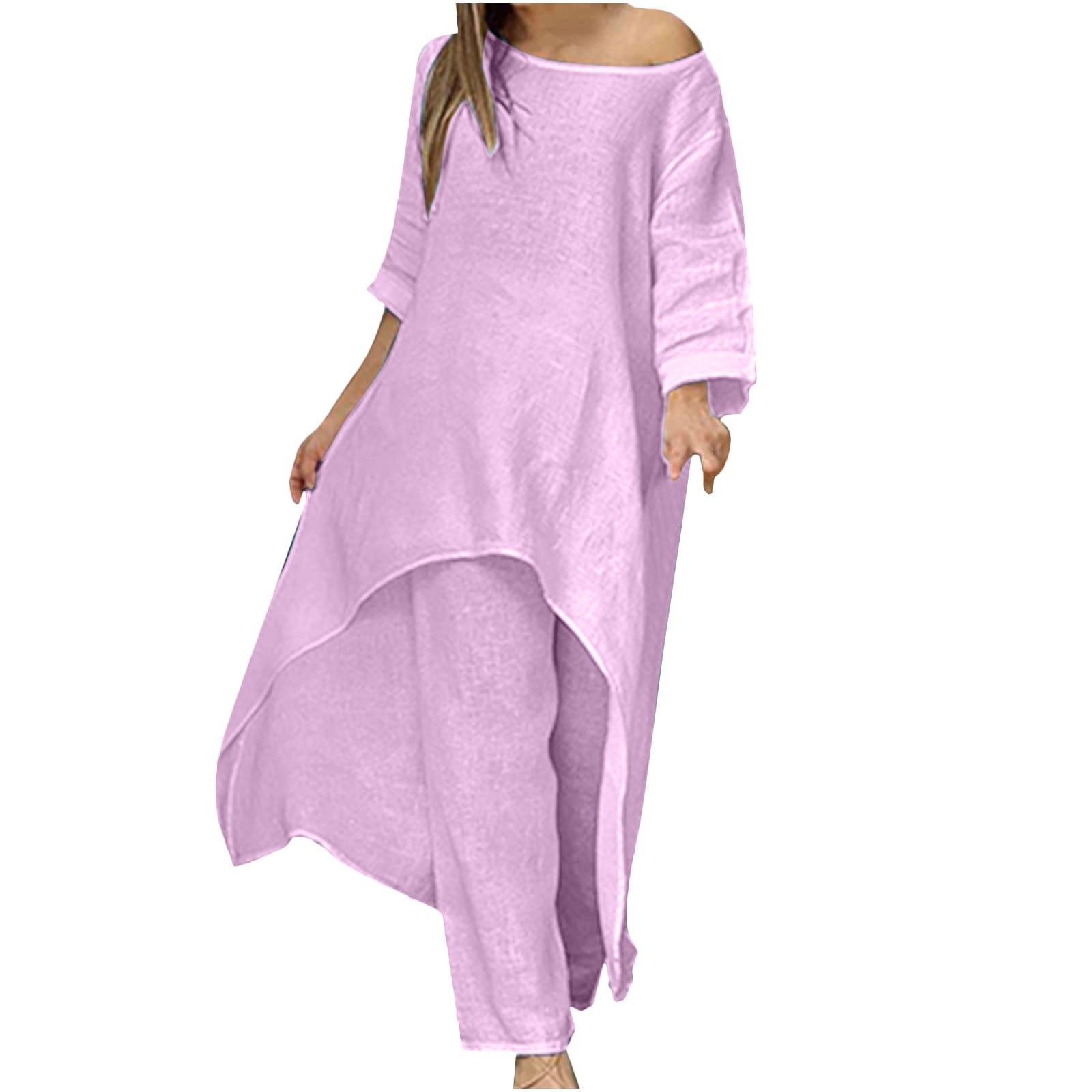 CaComMARK PI Women's Two Piece Suit Set Linen Sets for Women 2PC Long ...