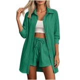 CaComMARK PI Womens 3/4 Sleeve Tops Casual Long Collared Button Down ...