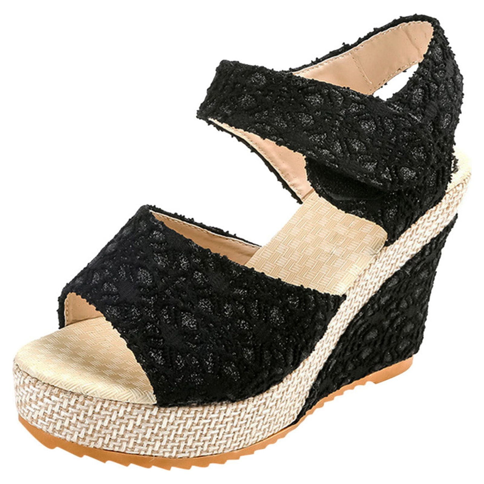 CaComMARK PI Womens Beach Sandals Wedge Platform Slingback Open Toe ...