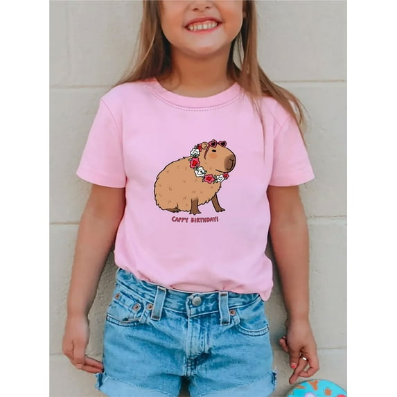 CaPPY BiRTHDaY & Cartoon Capybara With Sunglasses Graphic Print, Girls ...