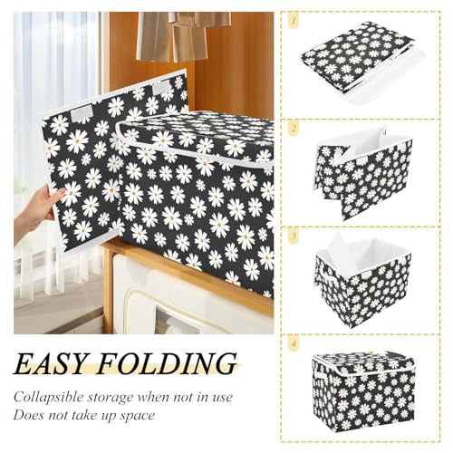 CaTaKu Large Fabric Storage Bins With Lids,Lips Grey Leopard Storage ...