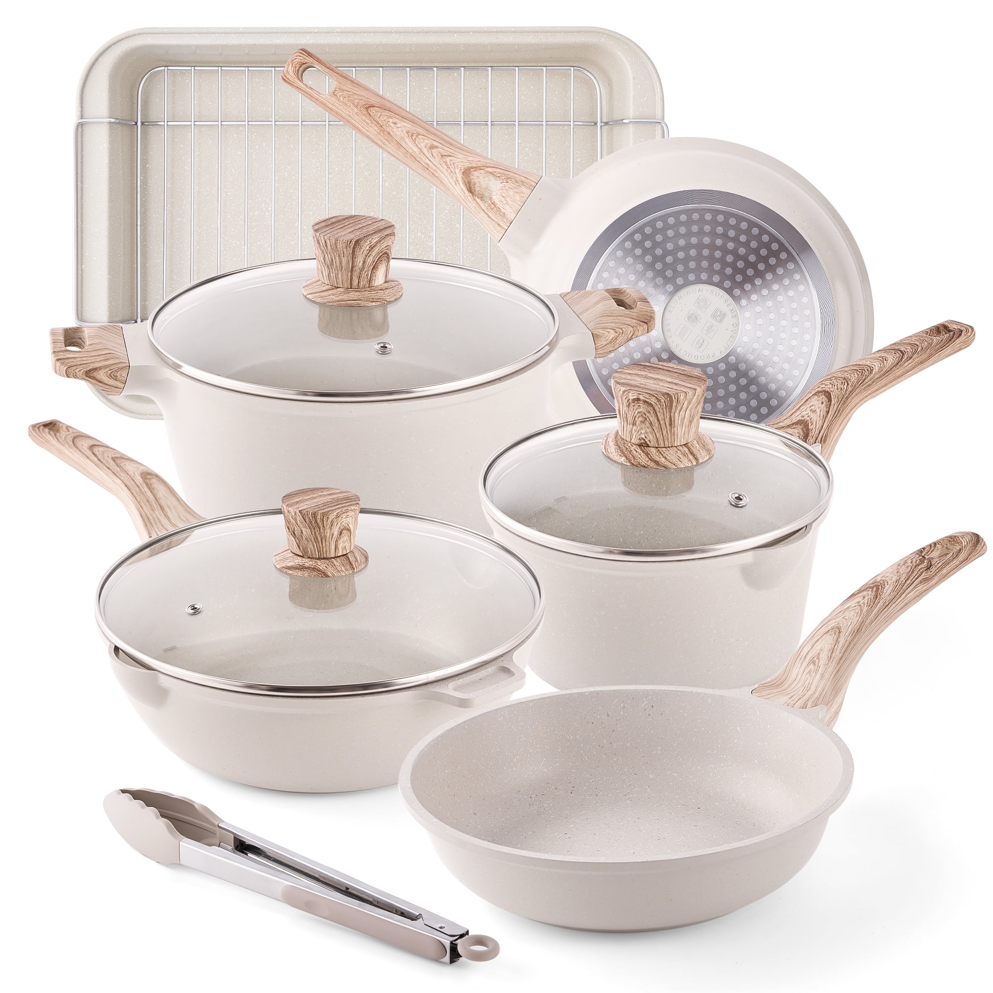Nonstick Cookware Set, Kitchenware Pot Sets-12 Piece, Die-Cast Granite ...