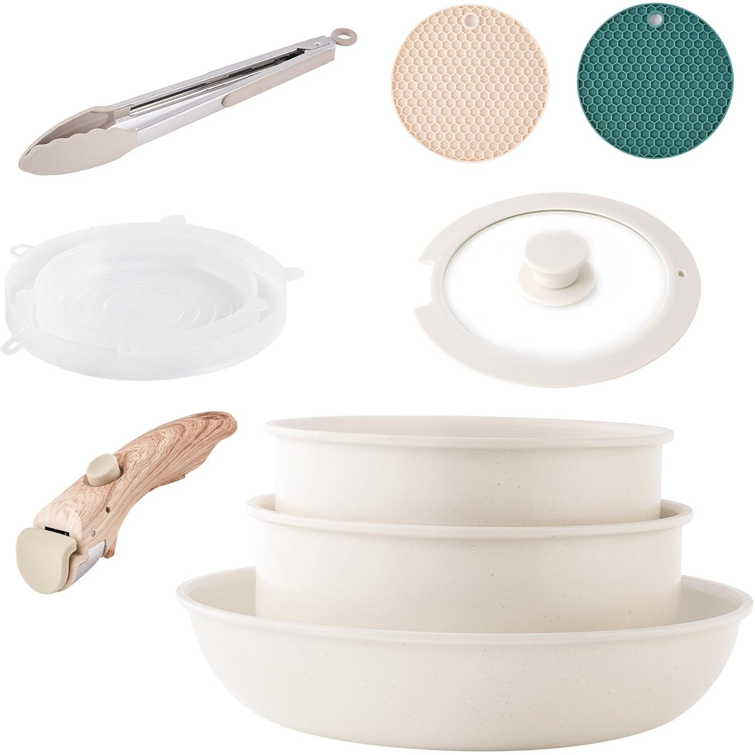 Caannasweis Pots and Pans Set, Nonstick Cookware Sets Detachable Handle ...