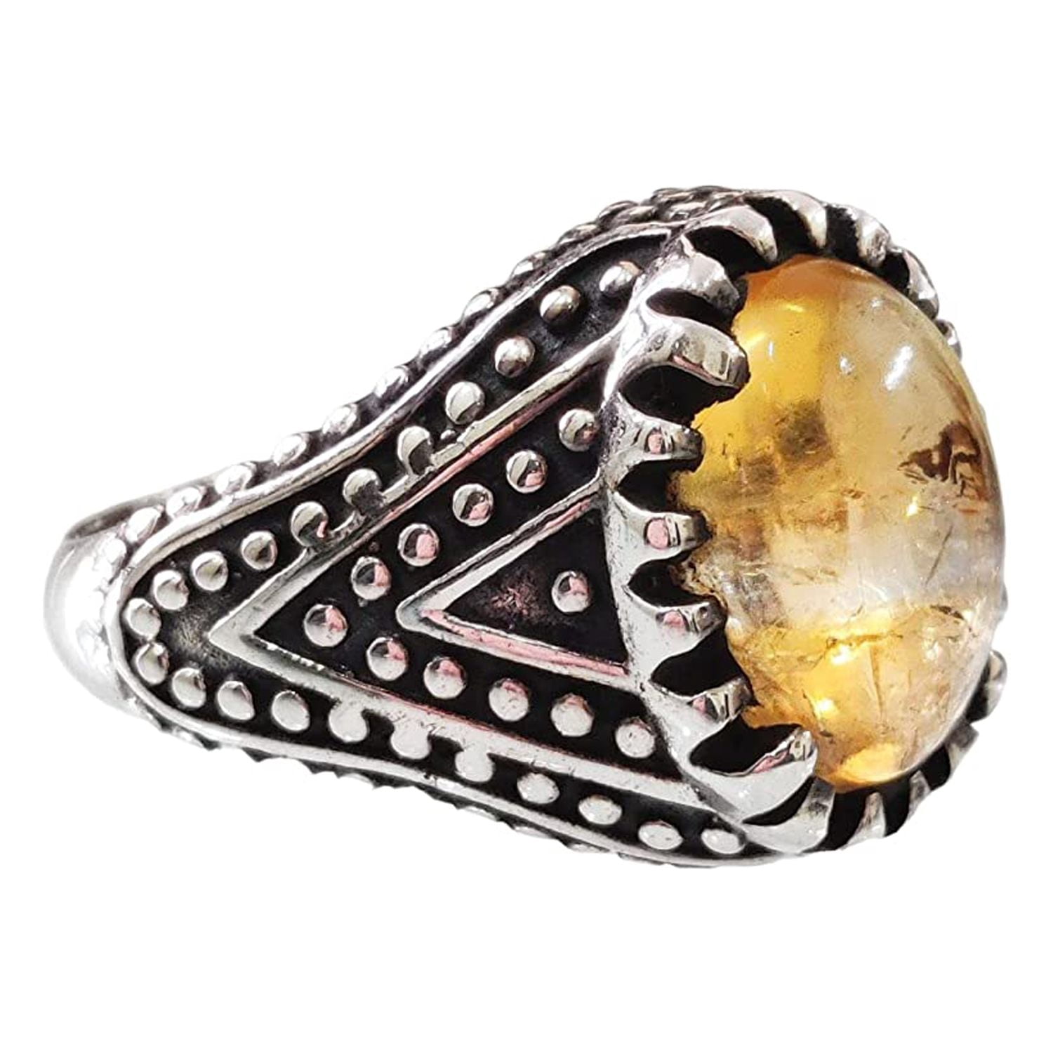 Cab Citrine Mans Ring, Natural Citrine Ring, November Birthstone ...
