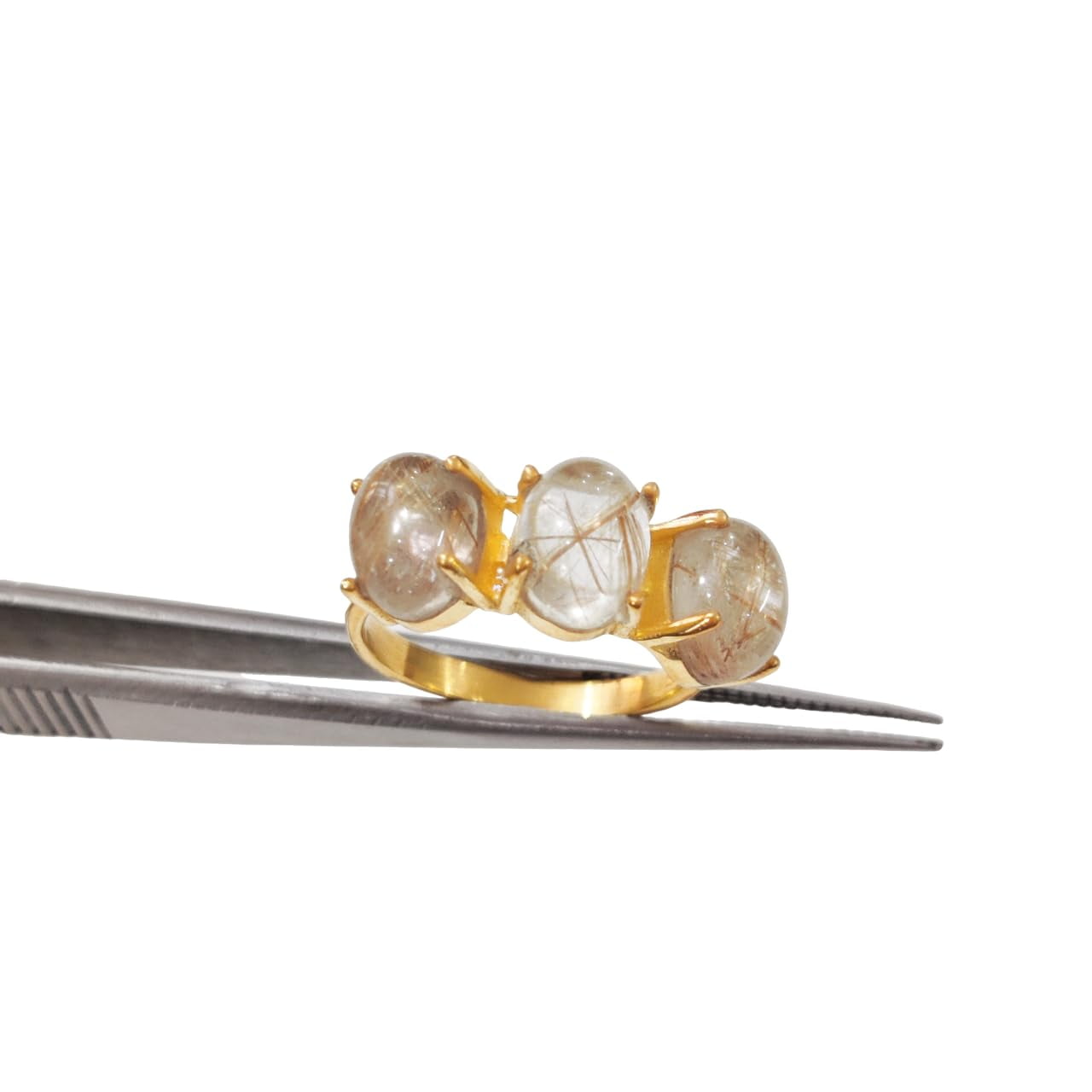 Cab Golden Rutile Tiny Ring, Natural Golden Rutile Ring, 925 Sterling ...