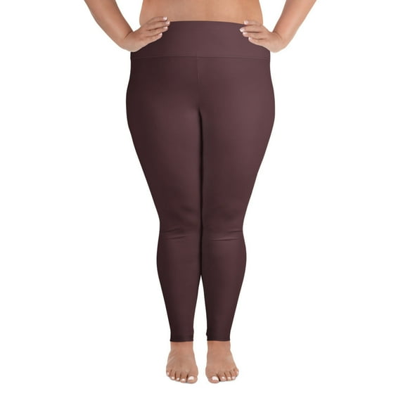 Cab Sav, Brown Plus Size Leggings, Brown Leggings for Plus Size, Big ...