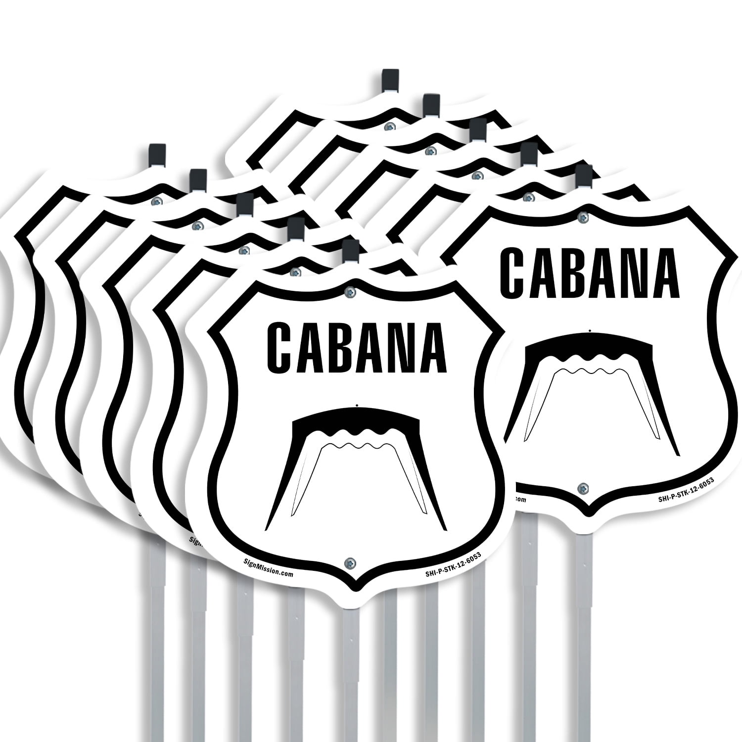 Cabana (10 Pack) 12 inch X 12 inch Shield Shaped Rust-Free Aluminum ...