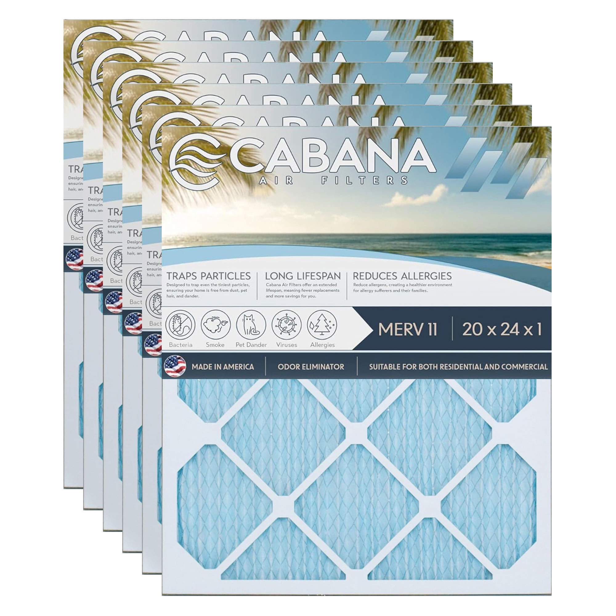 Cabana Filters 20 x 24 x 1 HVAC Furnace Air Filter Replacement, MERV 11 ...