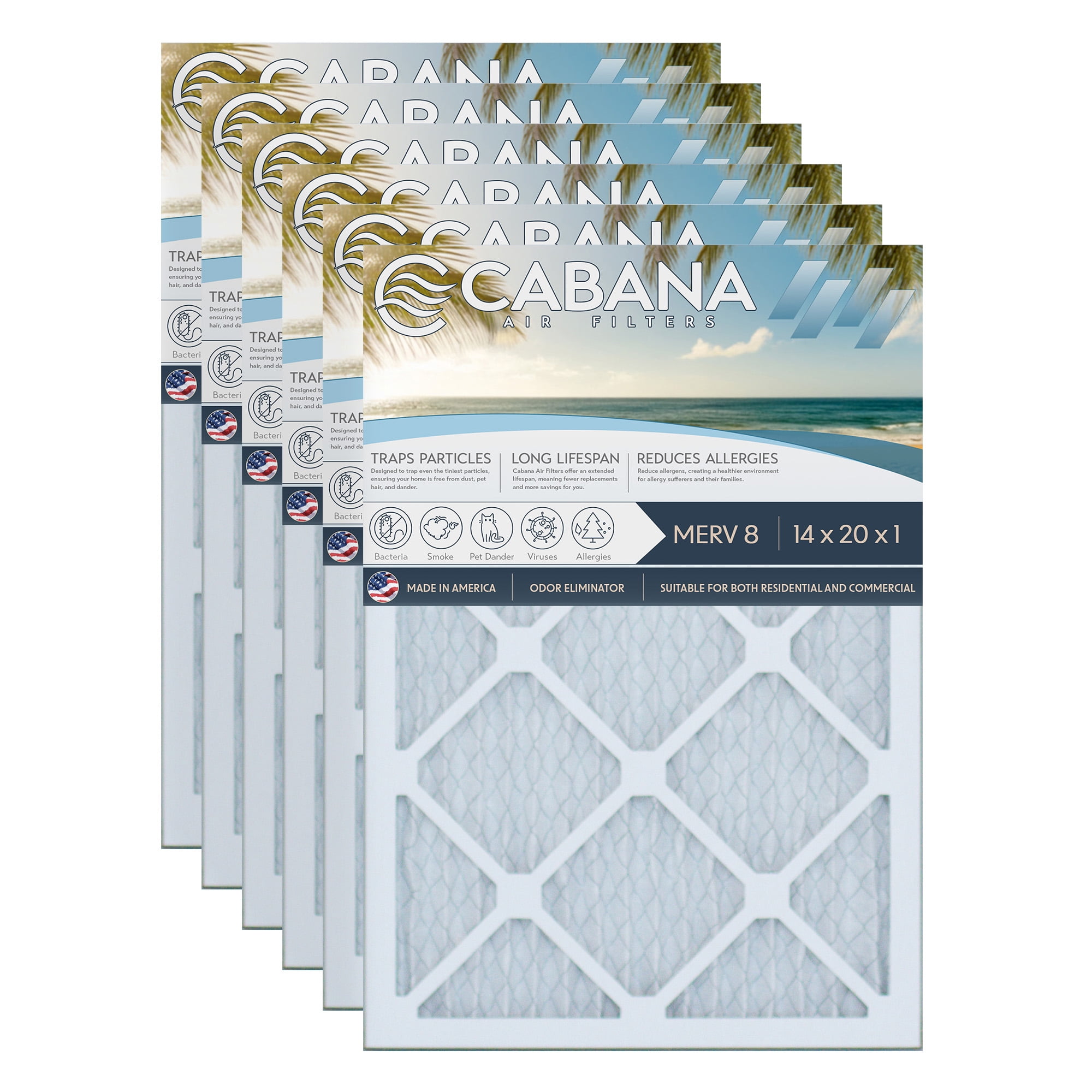 Cabana Filters 14 x 20 x 1 HVAC Furnace Air Filter Replacement, MERV 8 ...