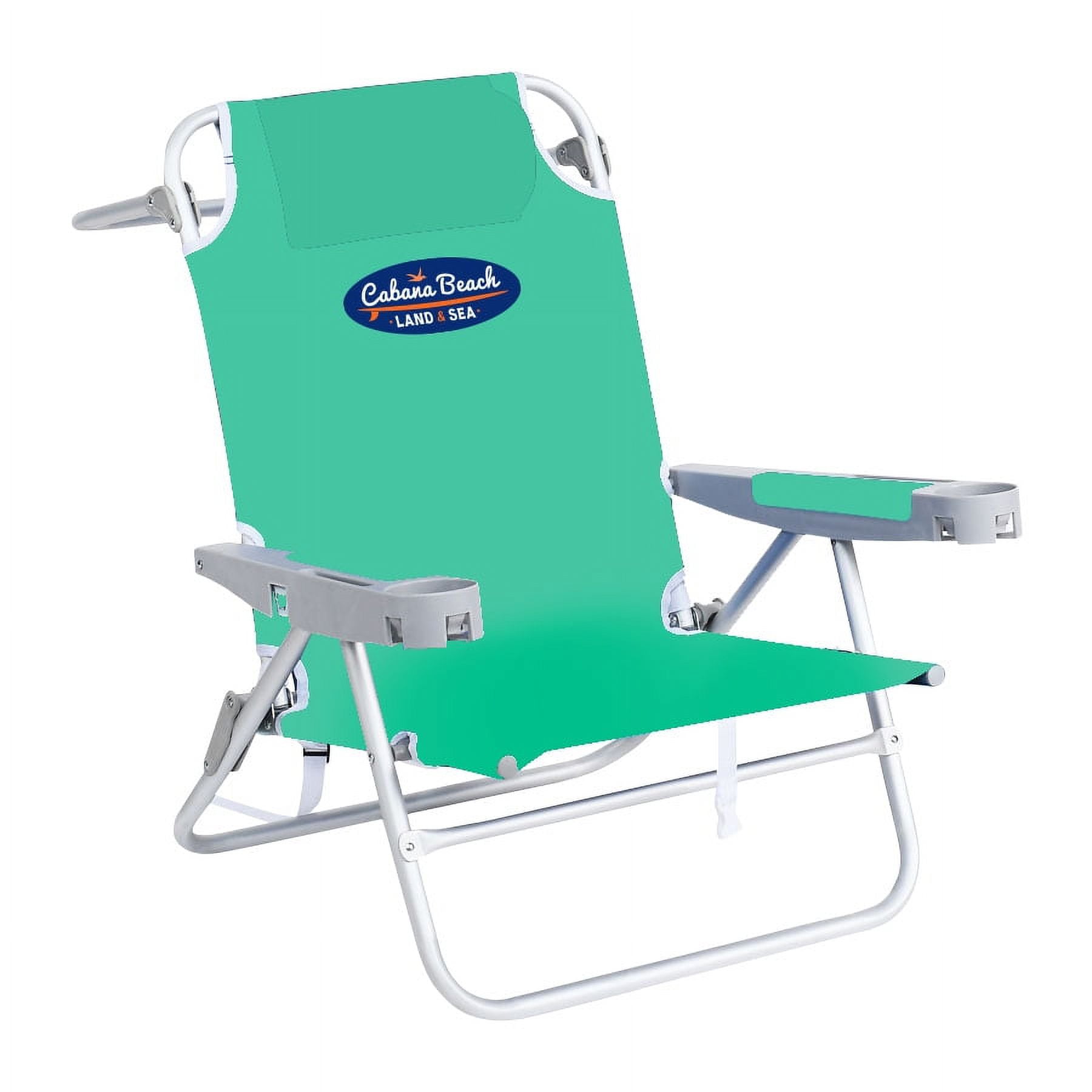 Cabana Life Deluxe Five reclining positions Beach Chair Biscay Green Walmart