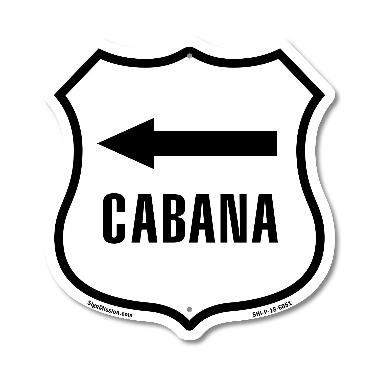 Cabana Left 12 inch X 12 inch Shield Shaped Commercial Grade Plastic ...